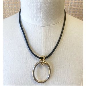 Chaps | Jewelry | Vintage Chaps Faux Leather Silver Hardware Necklace ...